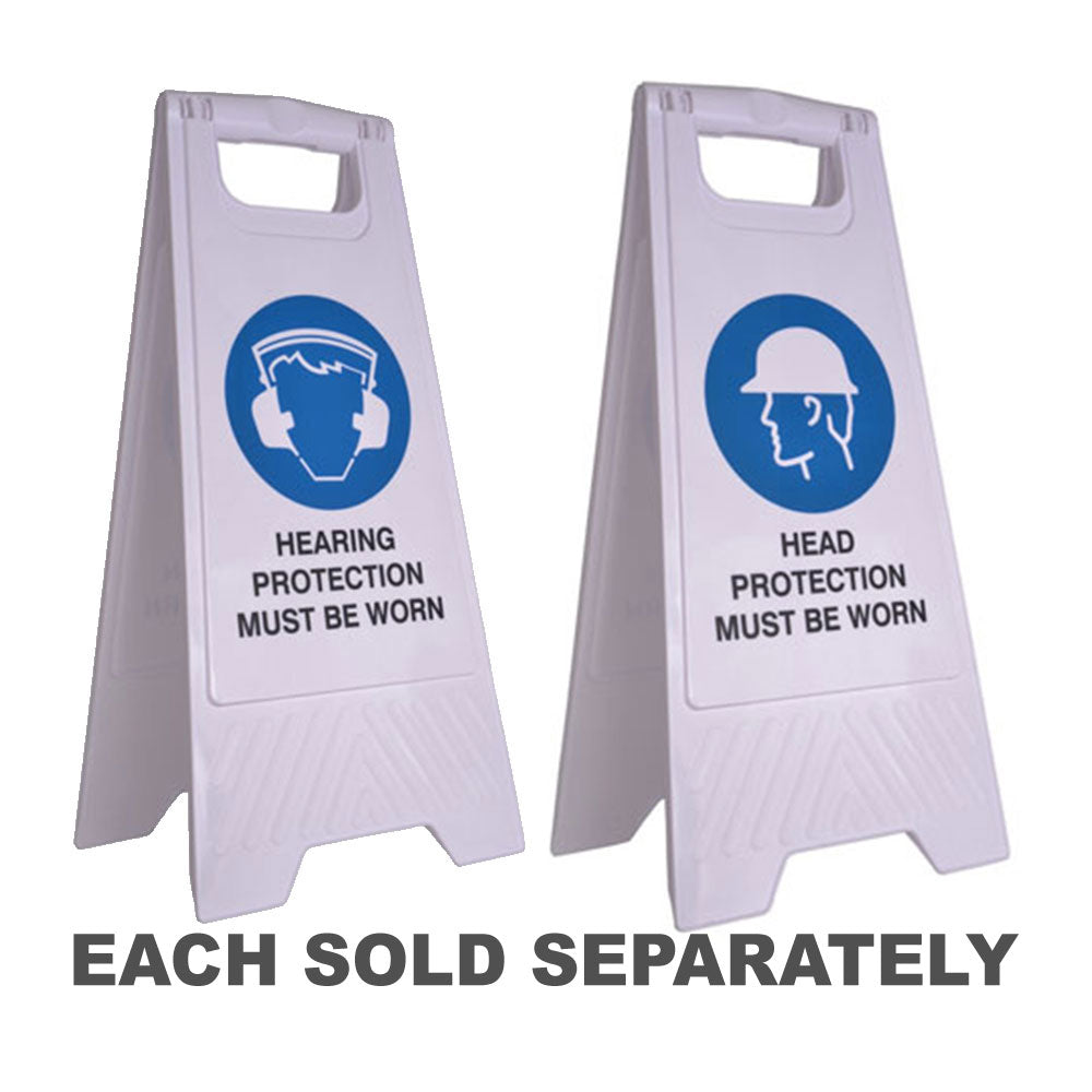 Must Be Worn White Safety Sign (32x31x65cm) - LatestBuy